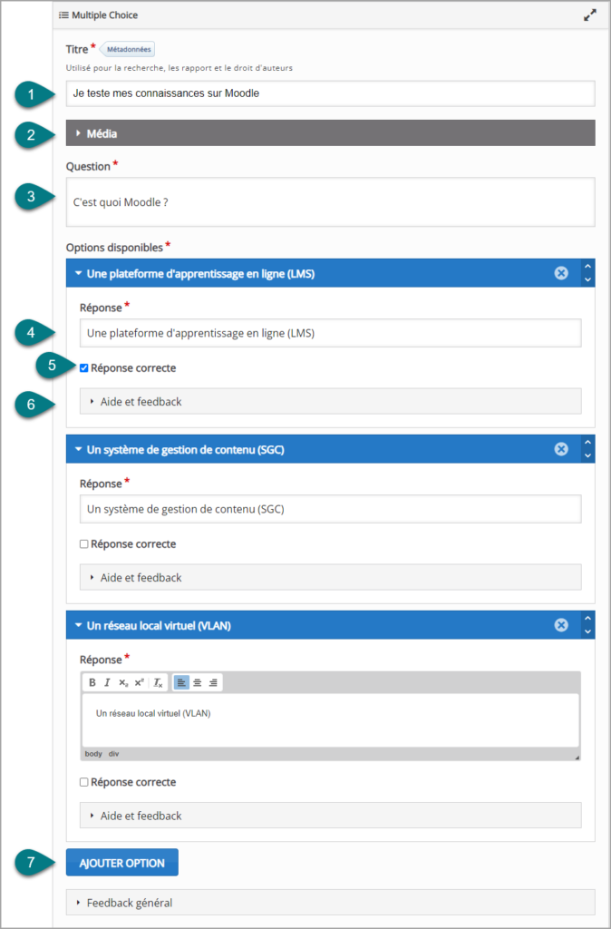 Ajouter un contenu H5P : Multiple Choice (QCM) - Askott