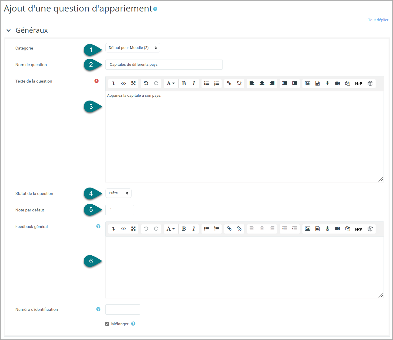 Créer une question d’appariement - Askott